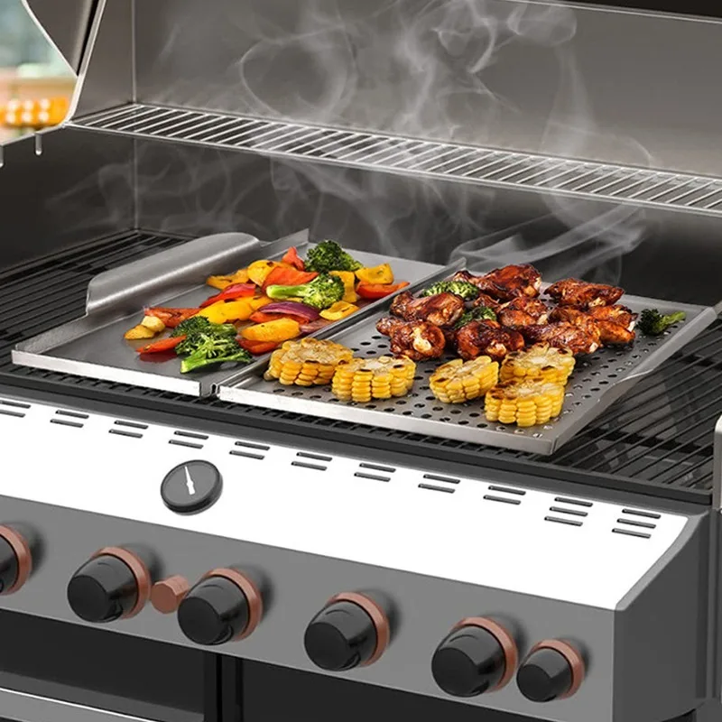 Stainless-Steel-Griddle-Grill-Pan-2-in-1-Stove-Top-Grill-Plate-Grilled ...