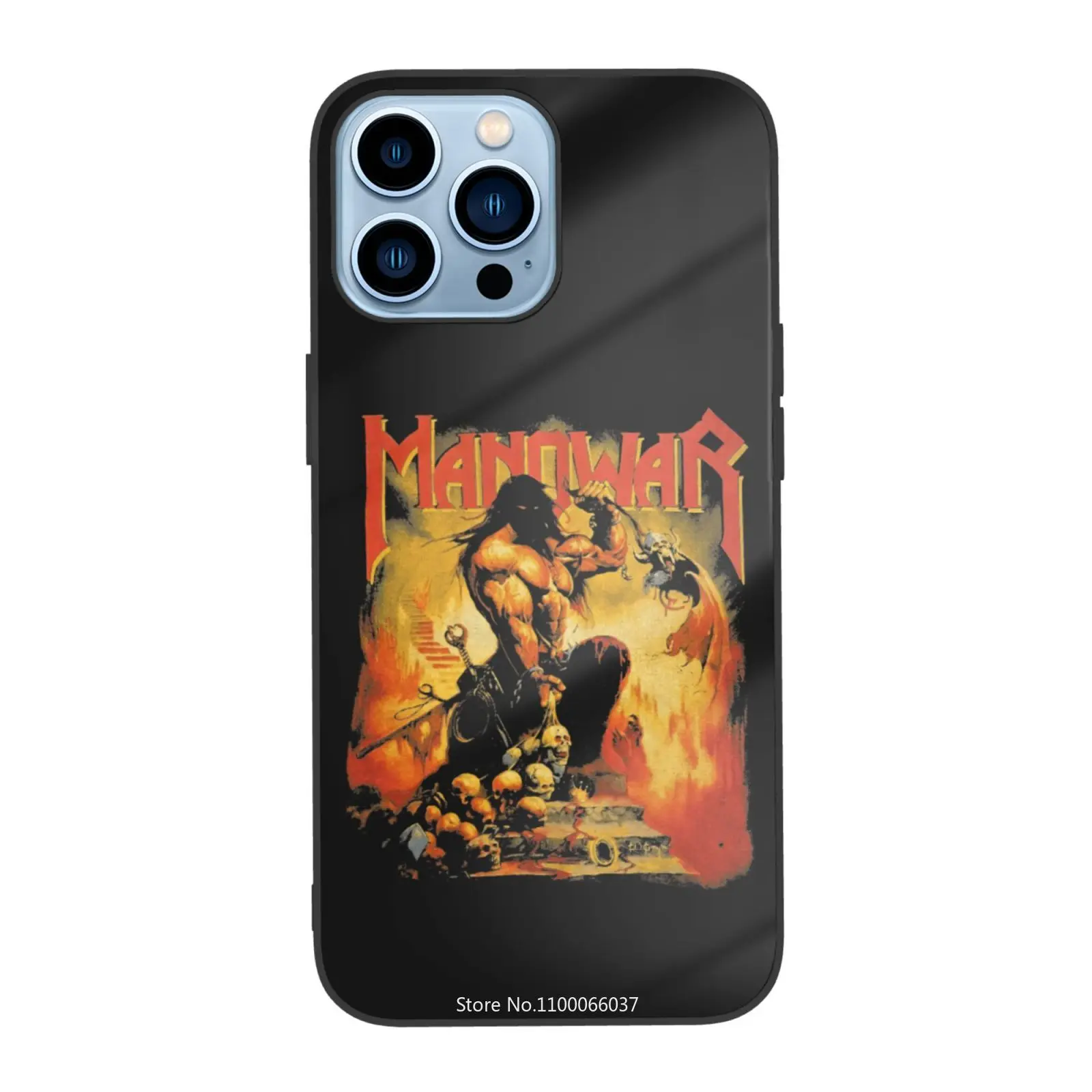 Funda de vidrio templado Manowar 'Hell On wheel' para iPhone 13 12 Mini ...