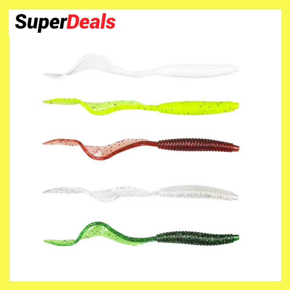 13cm-Worm-Baits-Flexible-Long-Tail-Silicone-Earthworm-Soft-Lure-Worms ...