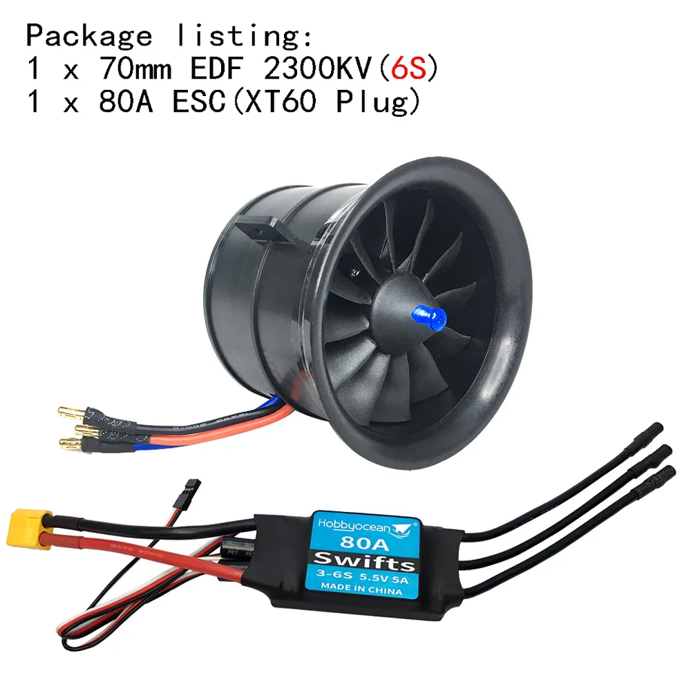50mm-64mm-70mm-90mm-11-12-Blades-EDF-Plane-Ducted-Fan-50A-ESC-for-E ...