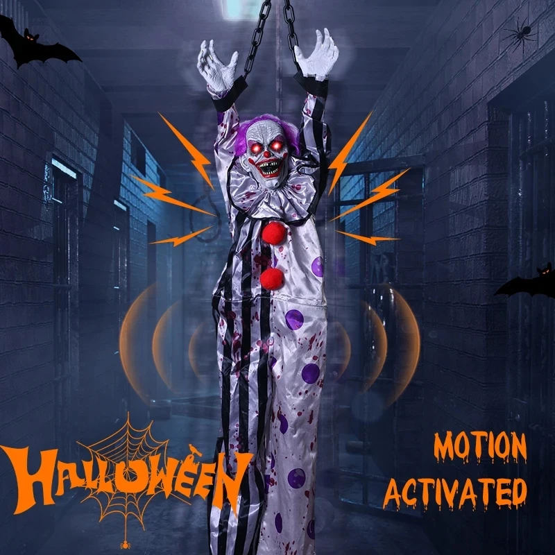 Halloween-Hanging-Animated-Decorations-Talking-Shaking-Scary-Clown-with ...