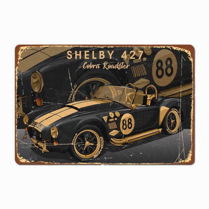 Vintage Shelby Cobra 427 Metal Sign Cinema Garage Garage Club Funny ...