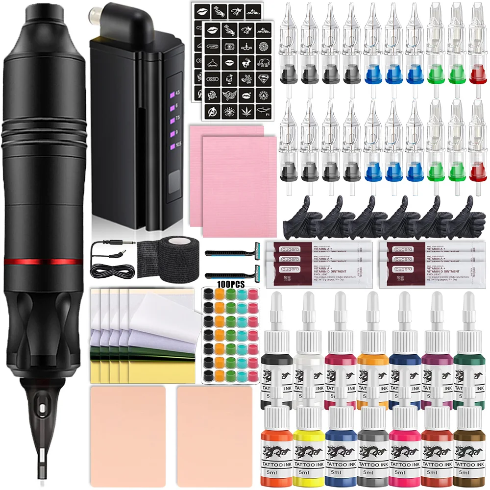 Wireless-Tattoo-Pen-Machine-Kit-Rotary-Tattoo-Pen-Set-With-Wireless ...