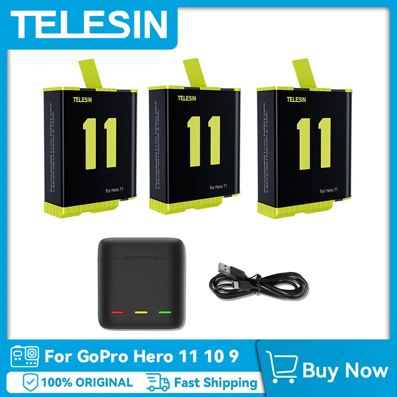 TELESIN-Hero-11-Battery-1750-mAh-Fully-Decoded-Battery-For-GoPro-Hero ...