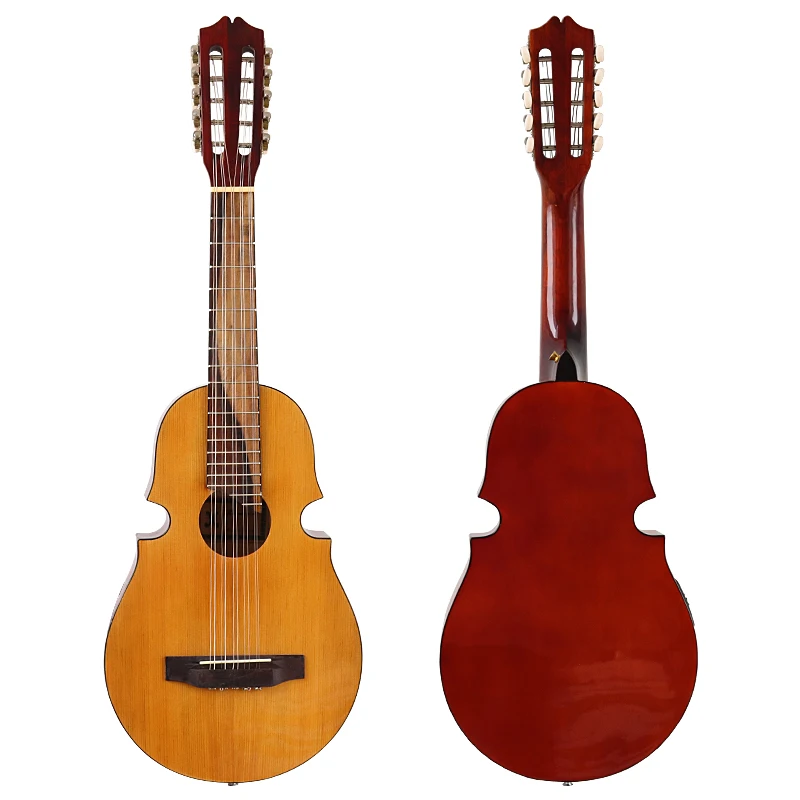 10 String Acoustic Guitar 34inch Travel Guitar Natural High Gloss ...