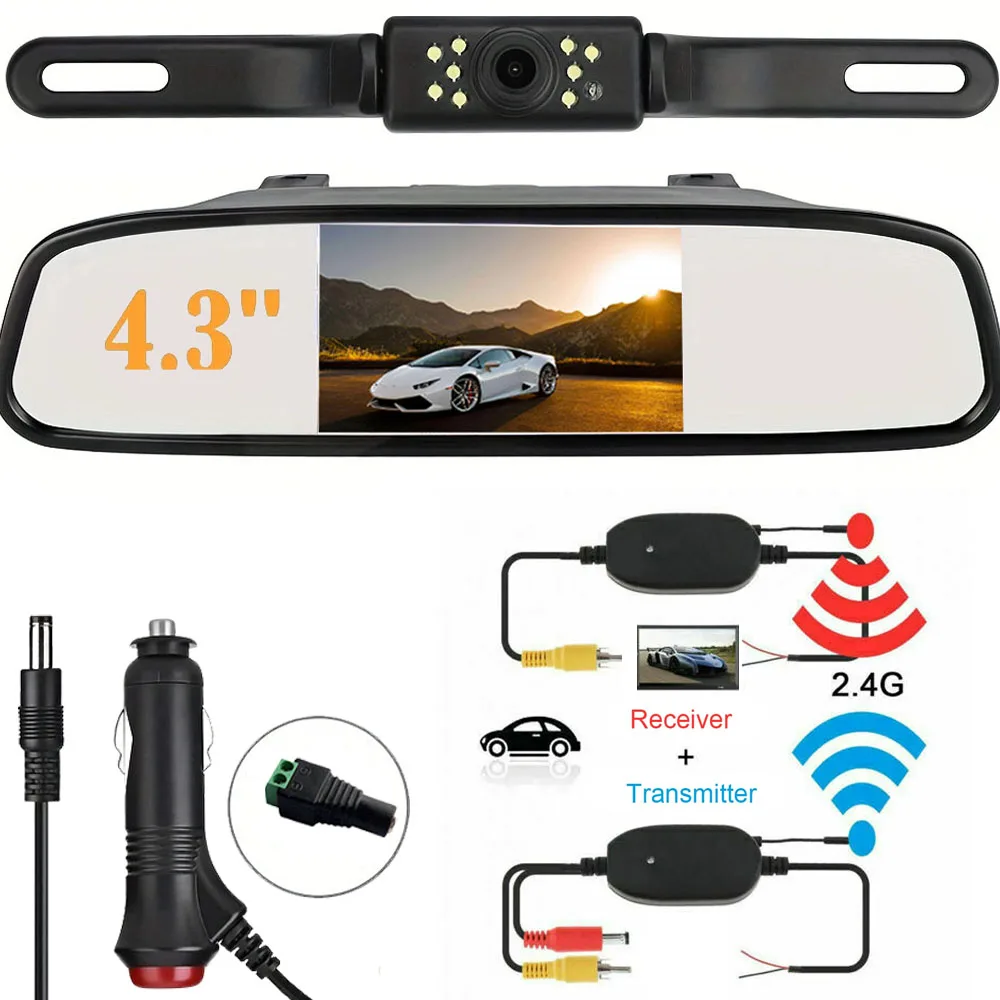 Wireless-Car-Reversing-Backup-Camera-4-3-inch-Vehicle-Rear-View-Monitor ...