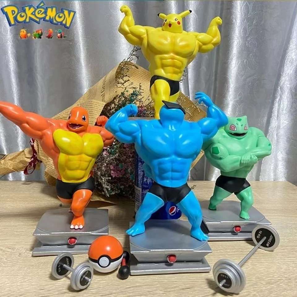18cm Muscle Pikachu Pokemon Pokemon Musculação Anime Figura de Ação Gk ...