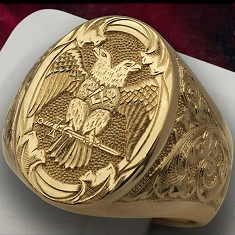 Unique-Mens-Jewelry-Hand-Carved-Eagle-Rings-for-Men-Fashion-Engagement ...