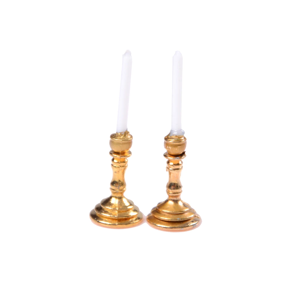 2-Pcs-1Pair-of-1-12-Dollhouse-Miniature-Candlesticks-White-Candles-For ...