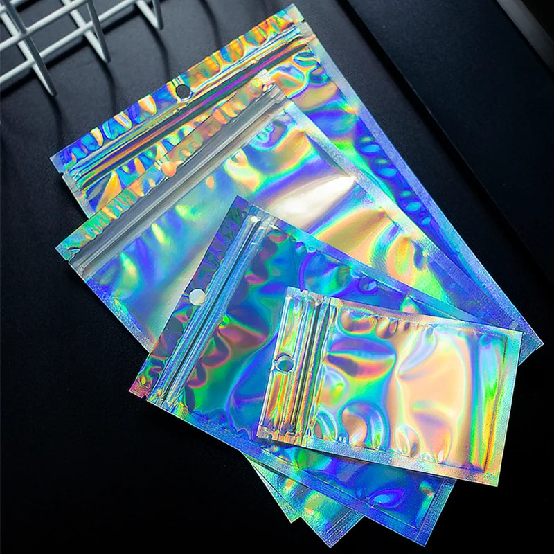 20-50-100pcs-Laser-Packaging-Bag-Resealable-Color-Transparent-Hologram ...
