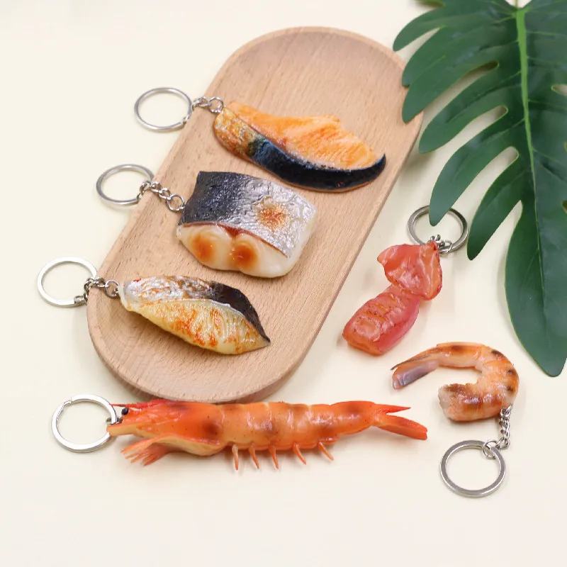 Simulation-Food-Keychain-Grilled-Fish-Fillet-Large-Shrimp-Keychain-Food ...