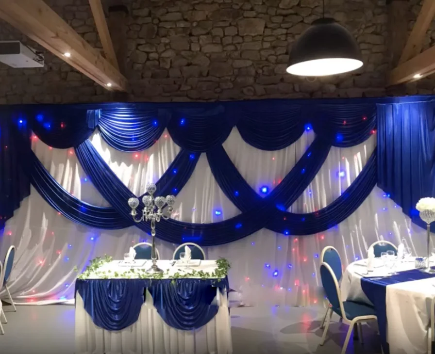 3-6M-White-Ice-Silk-Wedding-Backdrops-with-Royal-Blue-Swag-Detachable ...