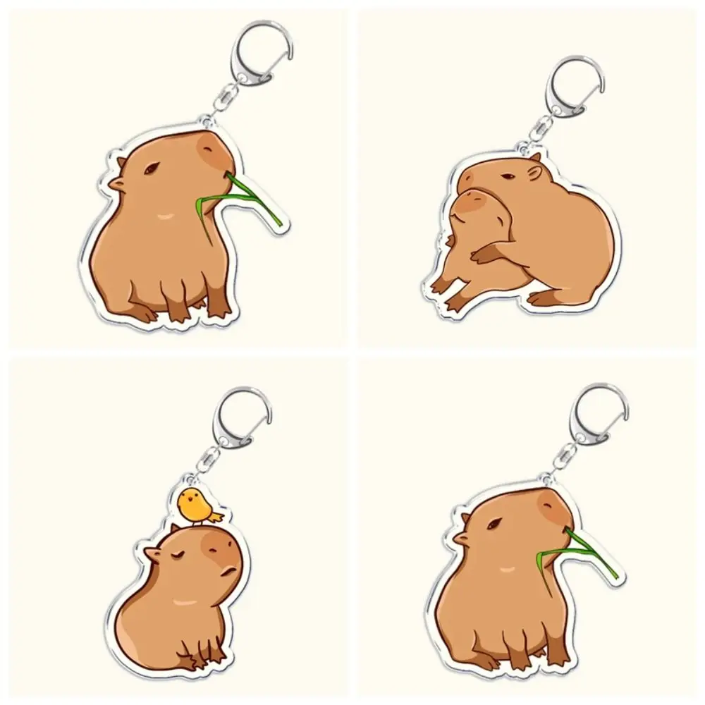 Cartoon Capybara Acrylic Keychain Lovely Capybaras Animal Resin Keyring ...