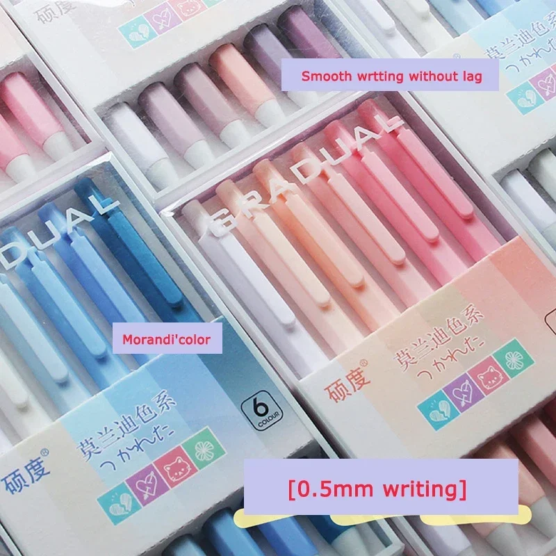 6-Pcs-Set-Simple-Gel-Pen-0-5mm-Black-Ink-ST-Nib-Student-Writing-Pen ...