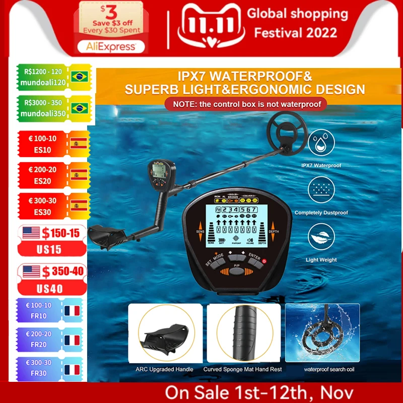 Metal Detector MD-830 Underground Depth 2.5m Scanner Search High precision Gold Detector ...