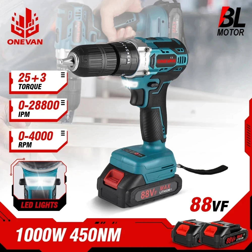 Cordless Hammer Battery Impact Drill Screwdriver - 1000w 450nm ...