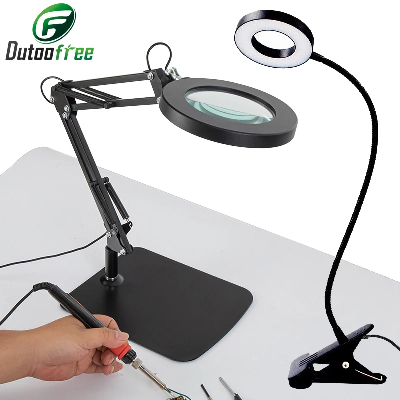5x-30x-Flexible-Clamp-on-Table-Lamp-with-LED-Light-Third-Hand-Soldering ...