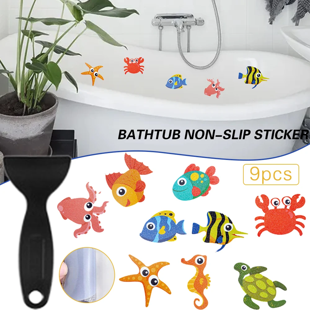 9 Pieces Bath Tub Stickers Anti Slip Waterproof For Bathroom Pools Home ...