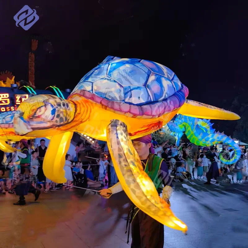 Giant inflatable turtle, marine creature with white LED lights ...
