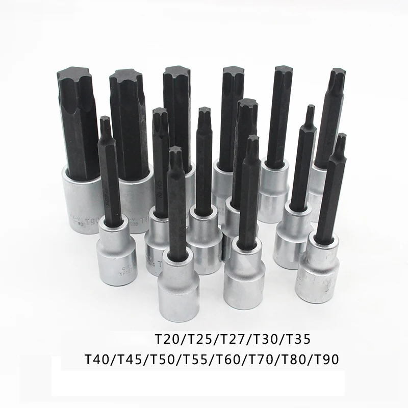 1PC Black 1/2 Torx Socket S2 Star Bit Adapter for Torque Spanner Ratchet Wrench T25 T27 T30 T35 ...