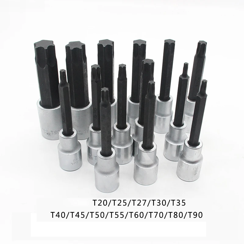 1pc Black 1/2 Torx Socket S2 Star Bit Adapter For Torque Spanner Ratchet Wrench T25 T27 T30 T35 ...