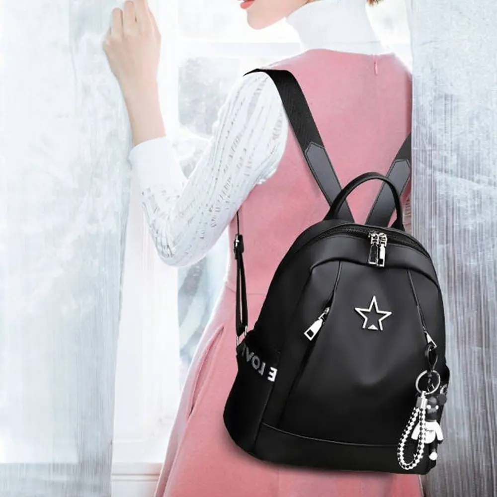Mochila negra de gran capacidad para mujer, bolso de hombro suave ...