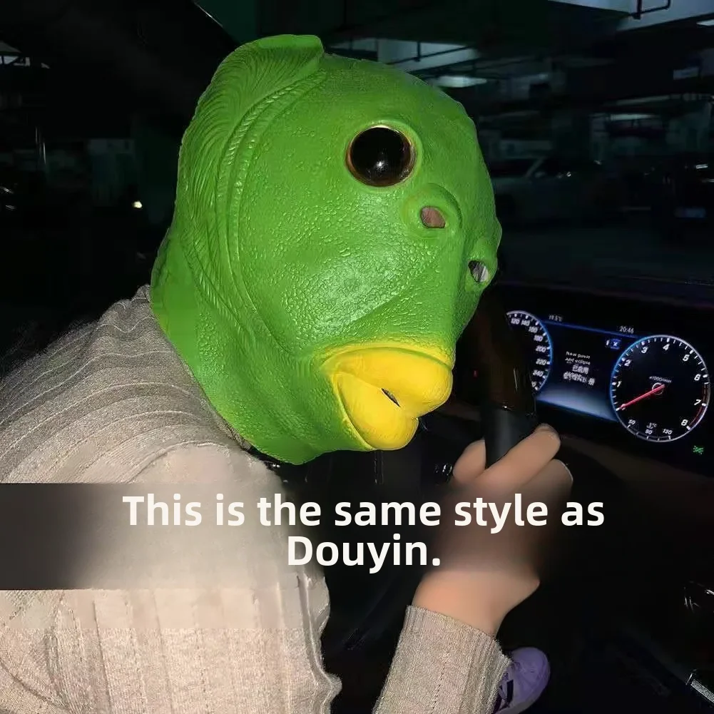 Cute-Fish-Head-Mask-For-Men-Women-Green-Algae-Design-Funny-Sea-Creature ...