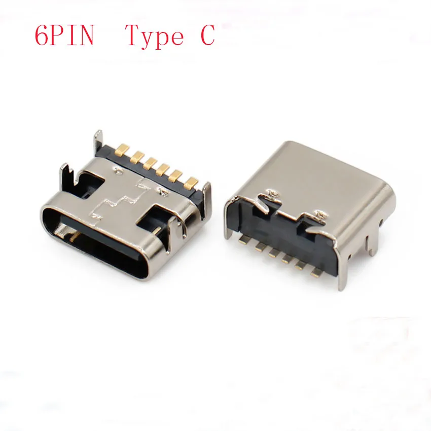 10pcs/lot Type C 6 Pin USB SMT Socket Connector USB 3.1 Type-C Female ...