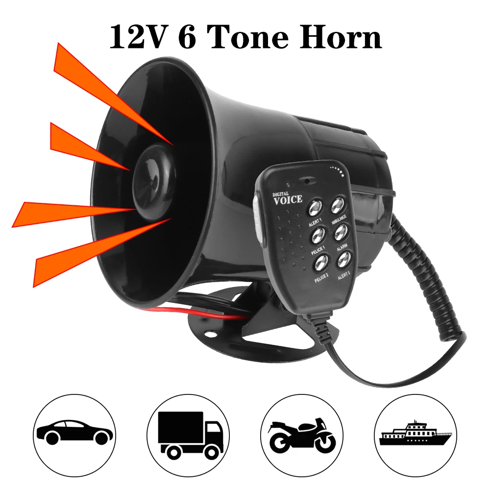 Car-Horn-Car-Warning-Alarm-Megaphone-12V-100W-Air-Horn-120DB-Loud ...