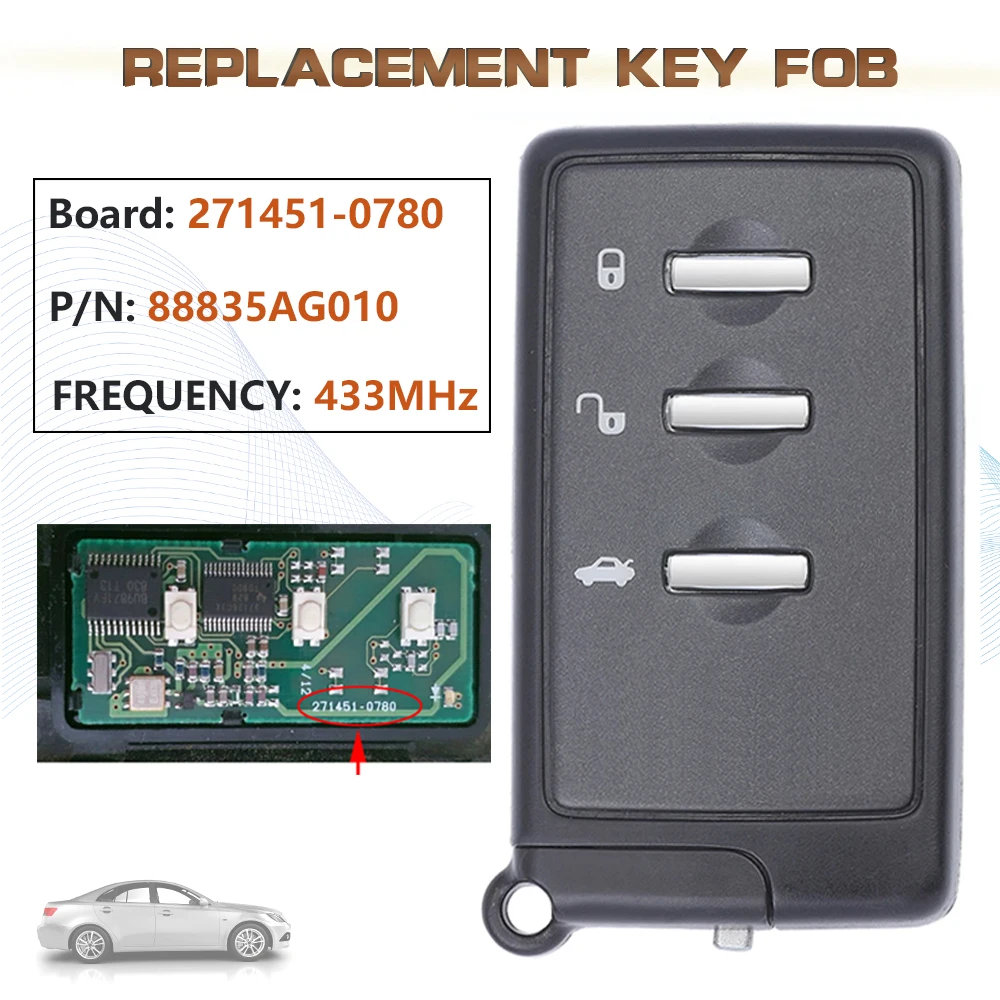 KEYECU-433MHz-Board-271451-0780-3B-Smart-Remote-Key-Fob-for-200-2014 ...