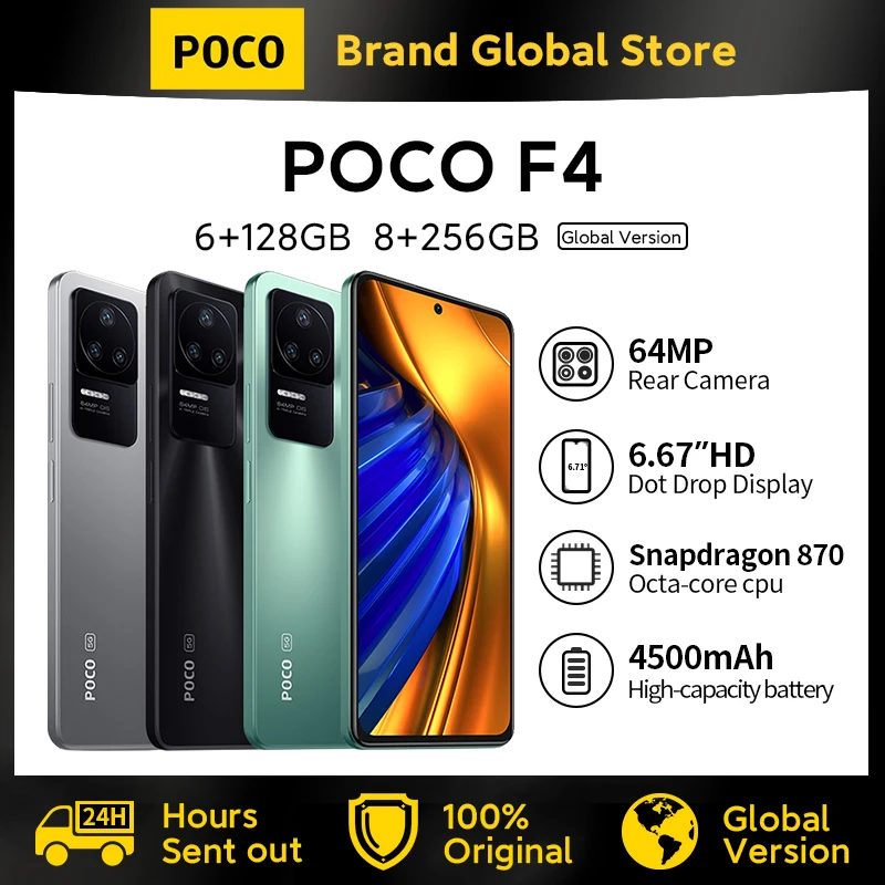 Versão global POCO F4 5G 6GB 128GB/8GB 256GB Snapdragon 870 Octa Core ...