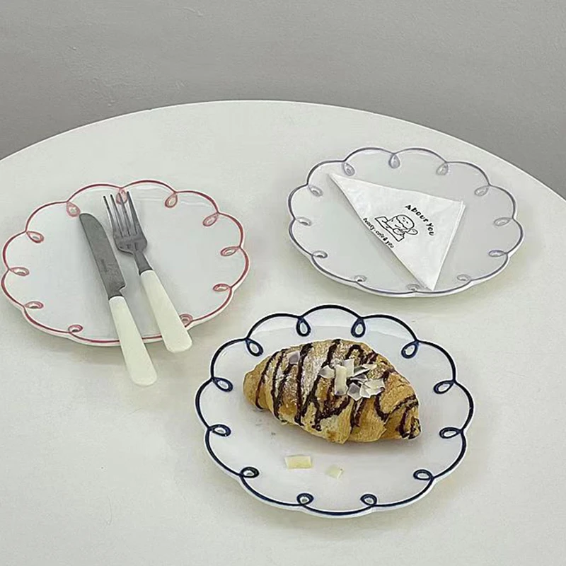 Korean-Ins-Ceramic-Dinner-Plates-Fashion-Vintage-Lace-Hollow-Dessert ...