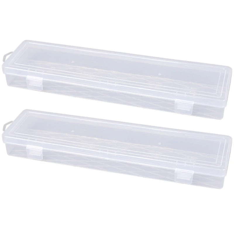 2PCS-14-Inch-Long-Box-Organizer-Transparent-Container-Plastic-Clear ...