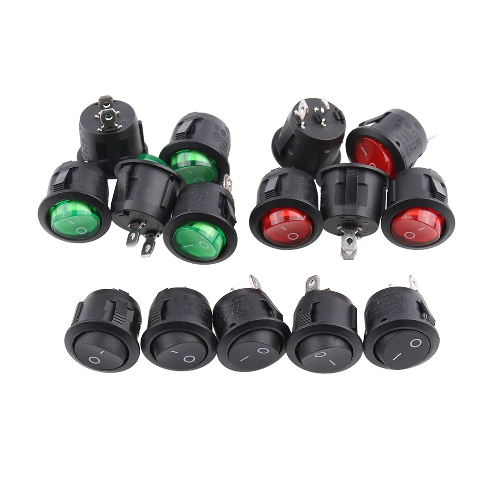 Blue LED Toggle Switch 10pcs Round Rocker Switches With Blue LED - KCD1 ...