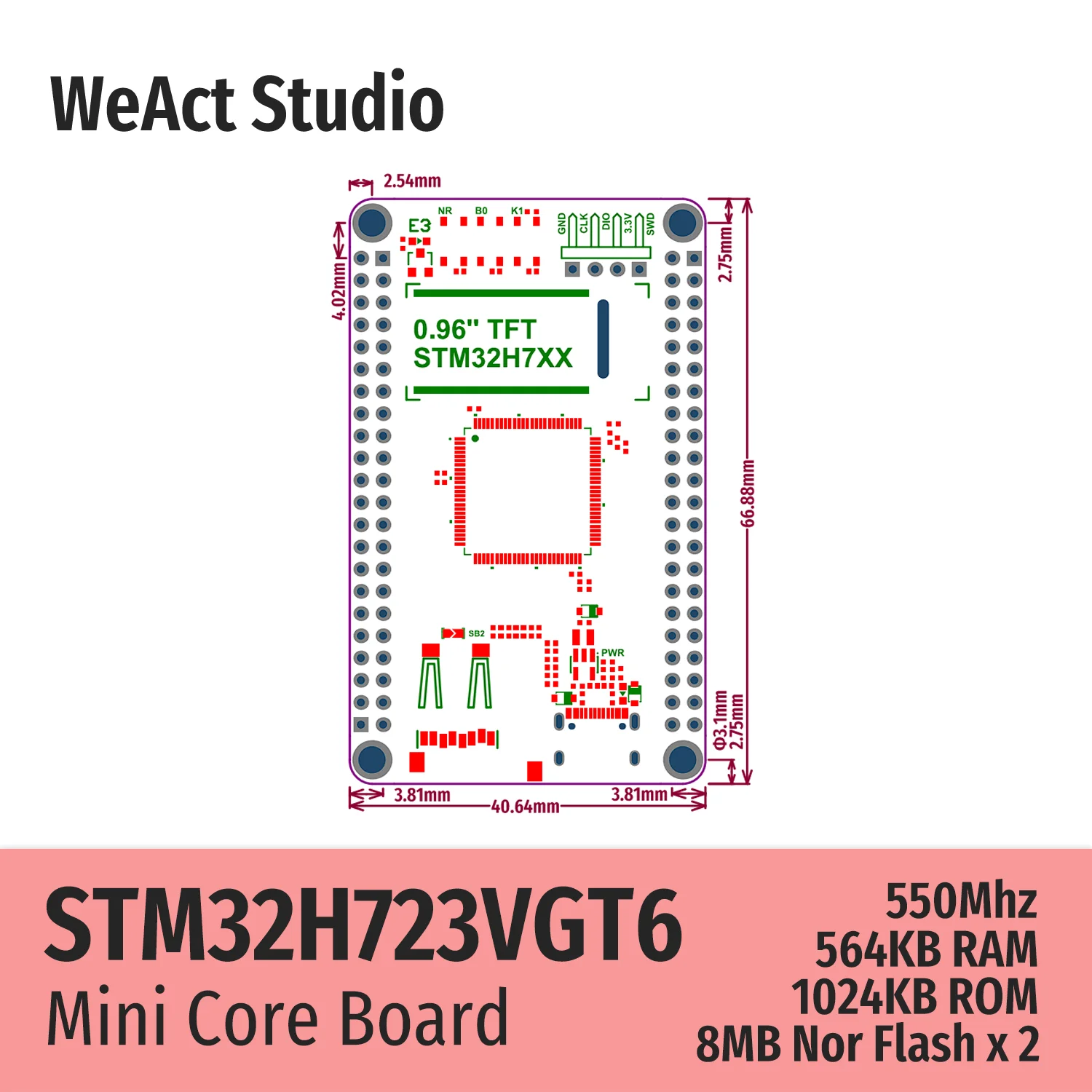 WeAct muslimate STM32H723 STM32H7 STM32 scheda Demo della scheda ...