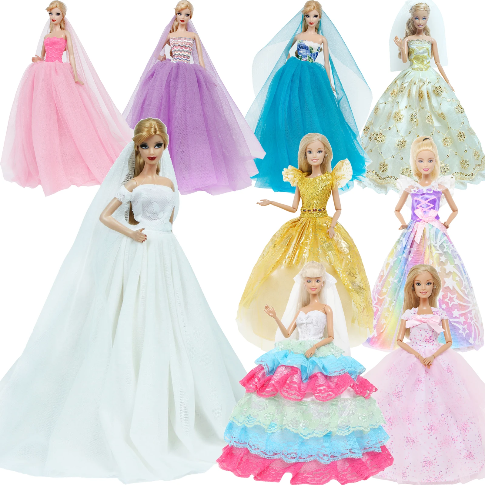 1x-Princess-Ball-Gown-Elegant-Layer-Skirt-Party-Clothes-Hat-Veil-Long ...