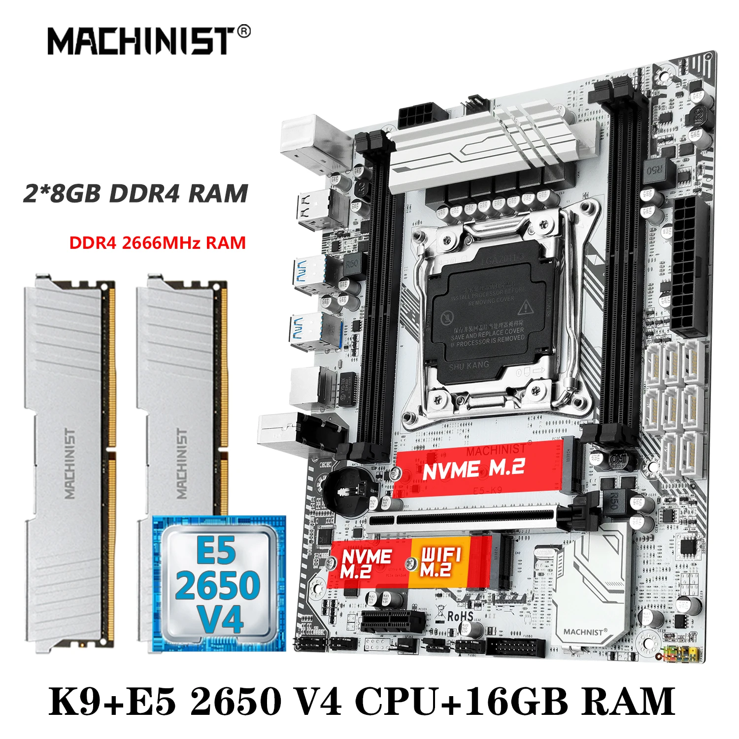 MACHINIST X99 Motherboard Combo Kit, LGA 2011 3, Xeon E5 2650, CPU V4 ...