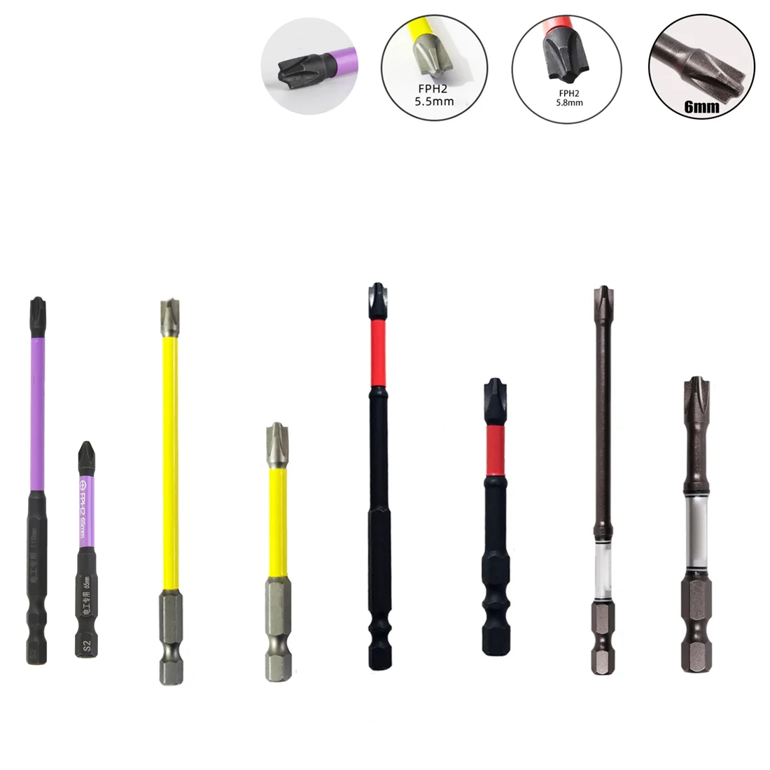 1/2Pcs Slotted Cross Screwdriver Bit Magnetic 65/110mm FPH2 For ...