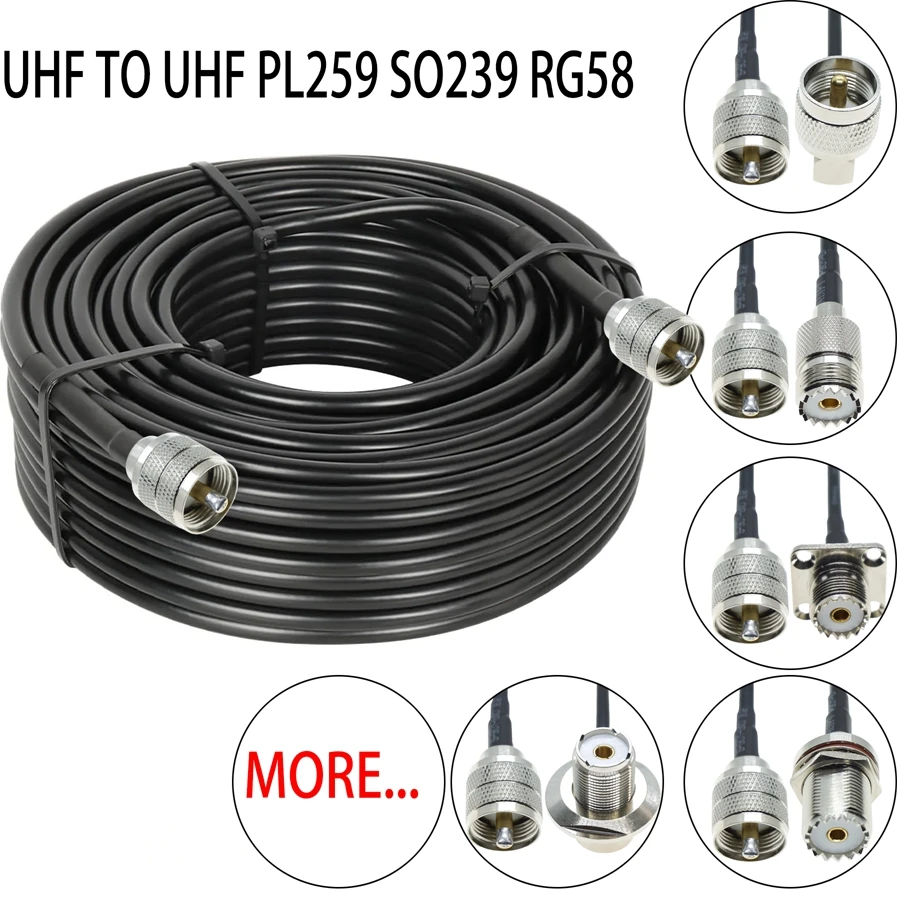 RG58-UHF-Male-to-UHF-PL259-SO-239-Male-Female-Plug-Jack-Crimp-Coaxial ...