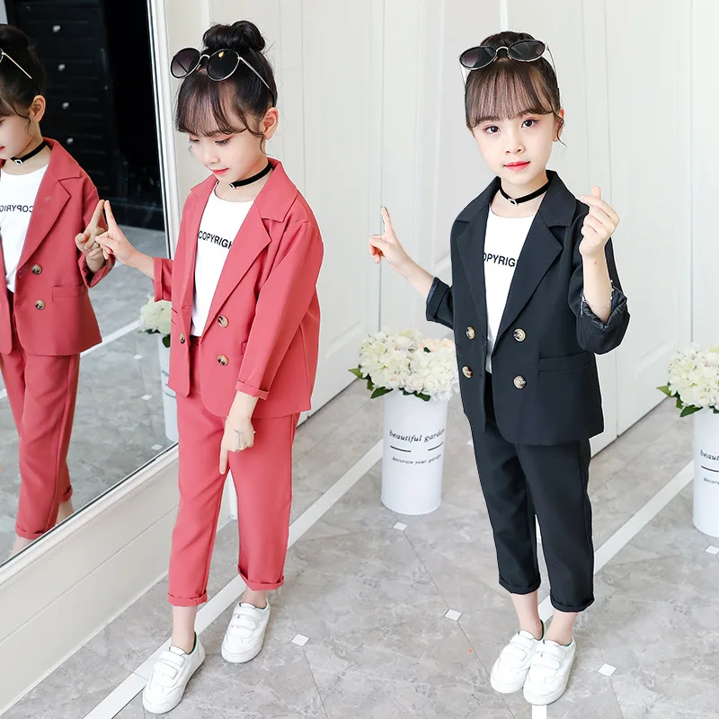 Fashion Wedding Kids Suit for Girls Formal Pants Suits for Teenagers ...