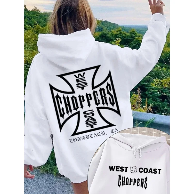 West Coast Choppers Cross Logo Graphic Printred Hoodie Men's Fleece ...