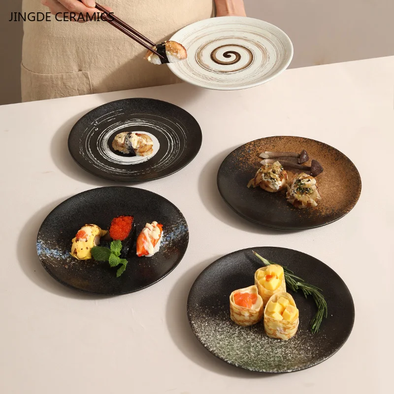 Japanese-Vintage-Ceramic-Plate-Home-Flat-Plate-Kitchen-Accessories ...