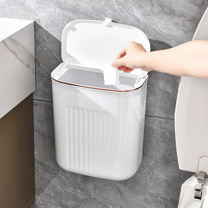 8-11L-Bathroom-Trash-Can-Wall-Mounted-Hanging-Trash-Bin-With-Lid ...