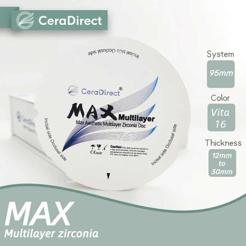 Zircônia dental Cerafirect Max para o sistema Zirkon Zahn, 95% 57% ...