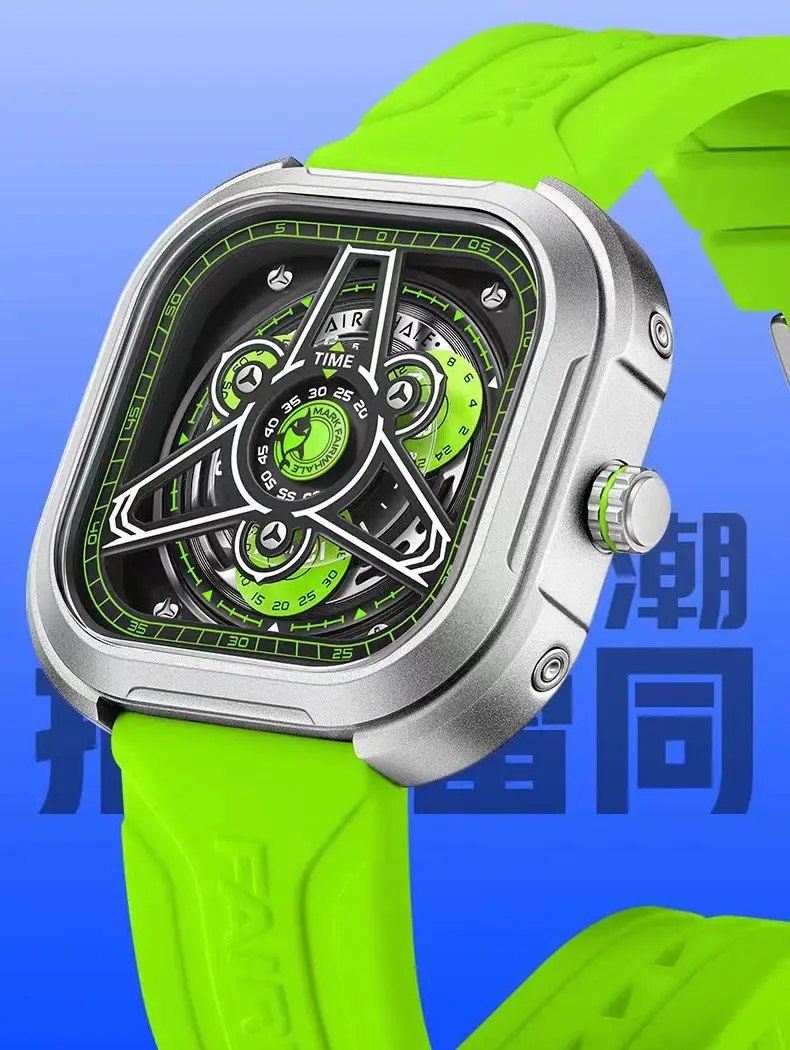 2023-New-Fashion-Green-Watch-For-Mens-Sports-Silicone-Strap-Waterproof ...