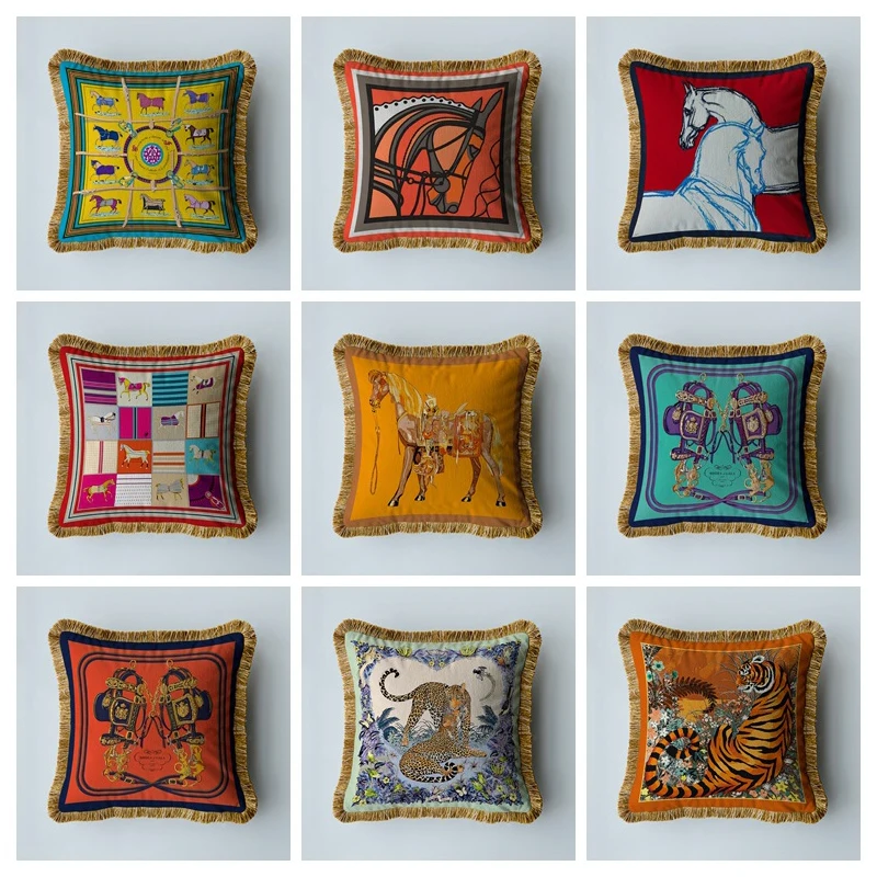 Velvet-Fabric-American-Luxury-Duplex-Printing-Tassels-Home-Sofa-Cushion ...