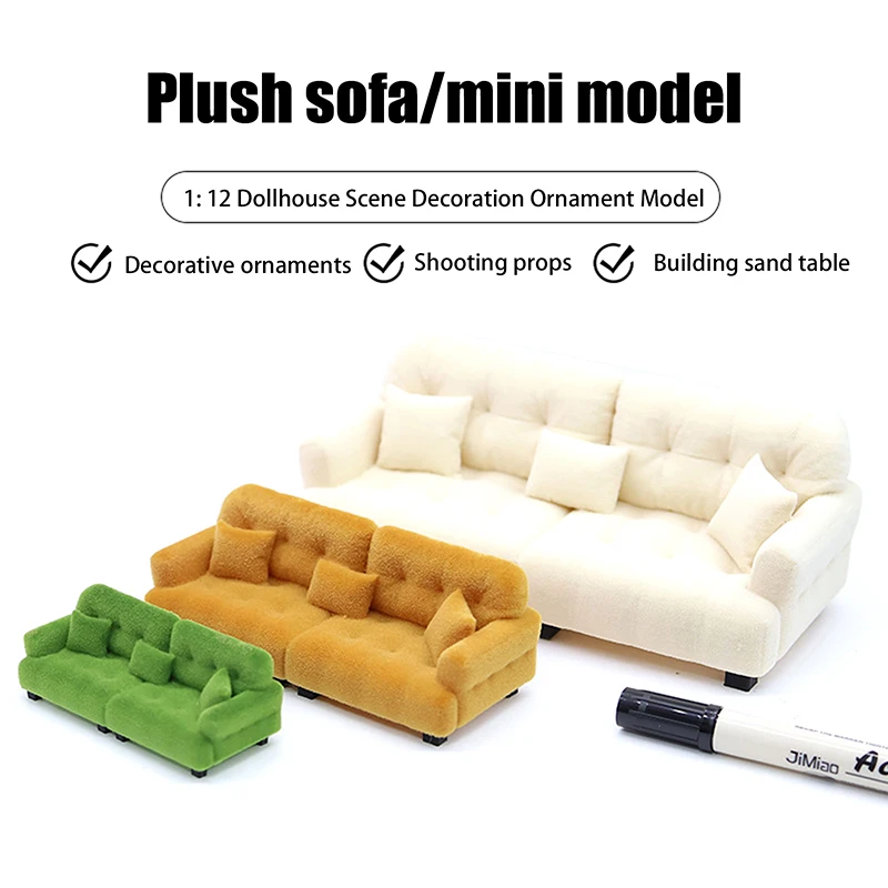 Delightful Miniature Living Room Furniture for Dollhouse: Flocking Sofa ...