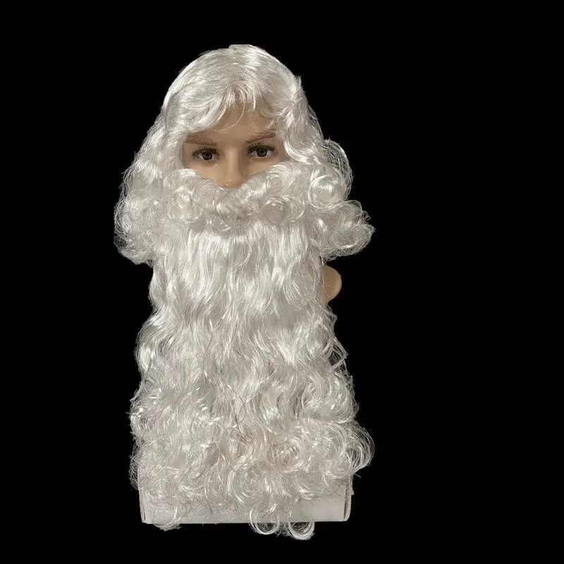 Santa Claus Long Curly Hair And Beard Set - AliExpress 200000532