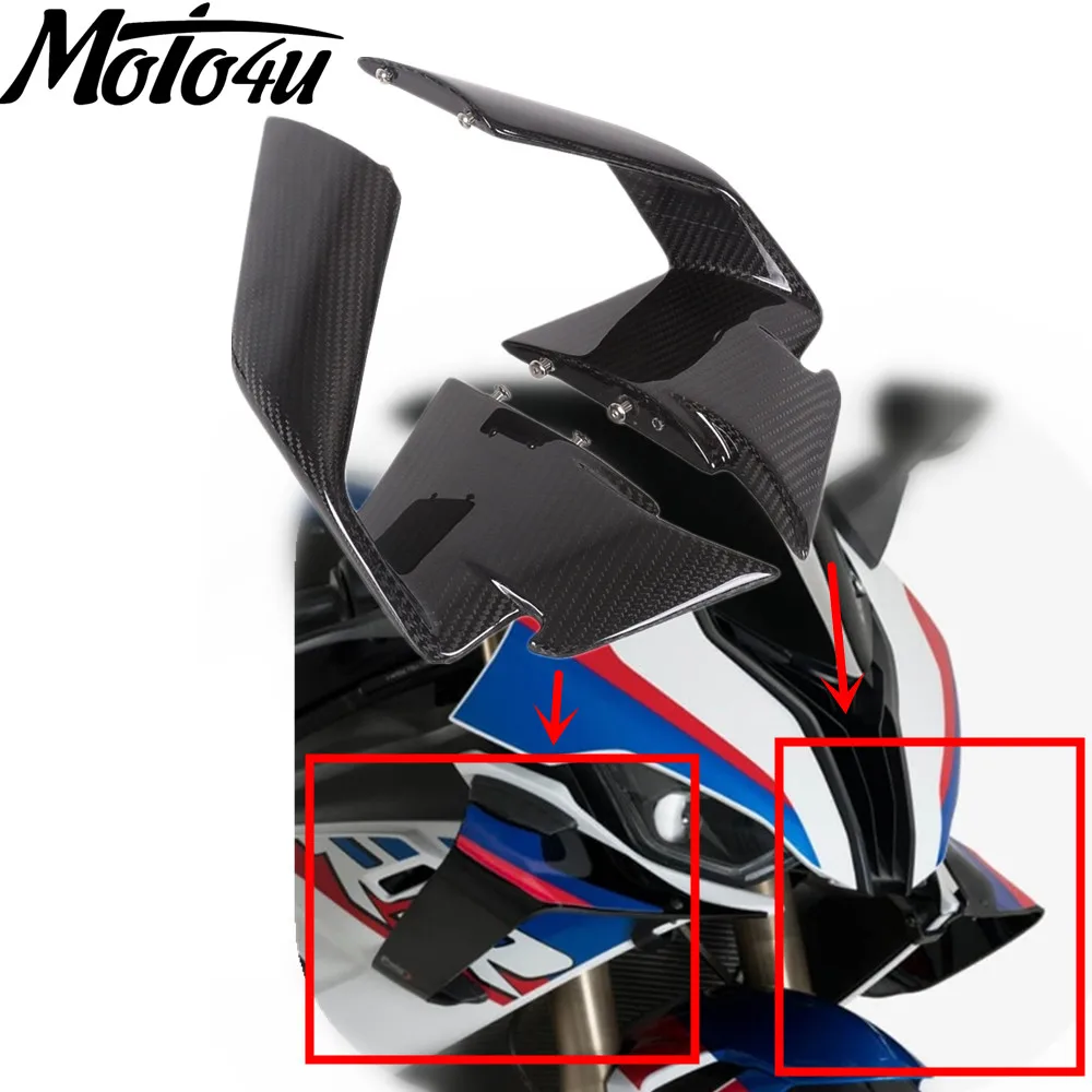 Carbon Fiber Motorcycle Winglet Aerodynamic Wing Kit Spoilers For BMW ...