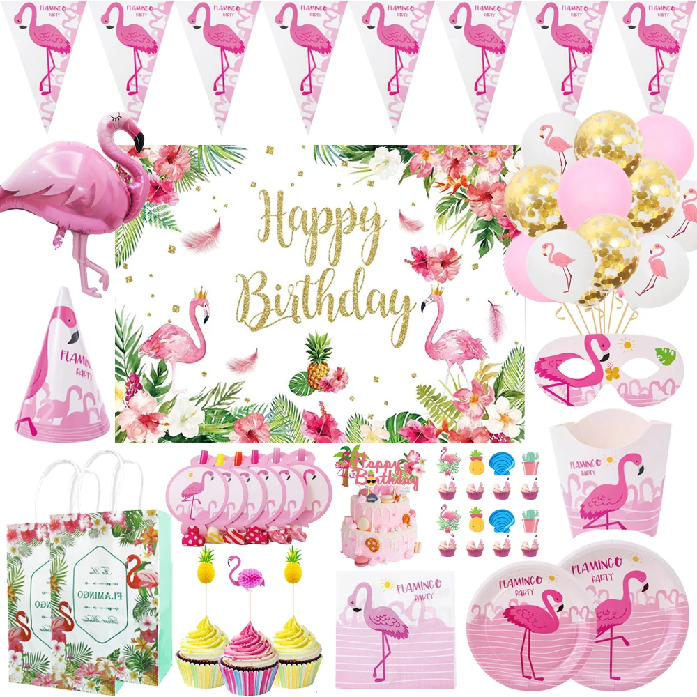 Pink-Flamingo-Birthday-Party-Decorations-Disposable-Tableware-Paper-Cup ...